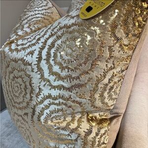 Callisto Home | Accents | Callisto Home Embroidered Gold Floral ...